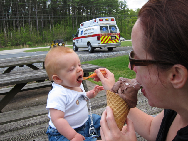 Feeding Dominic ice cream - LisaMcKayWriting